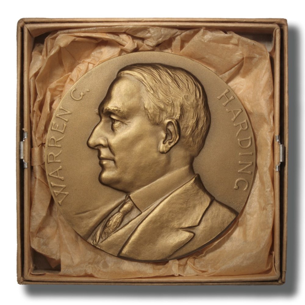 US Mint Warren G. Harding Presidential Medal 1921 Bronze 77 mm With Box ...