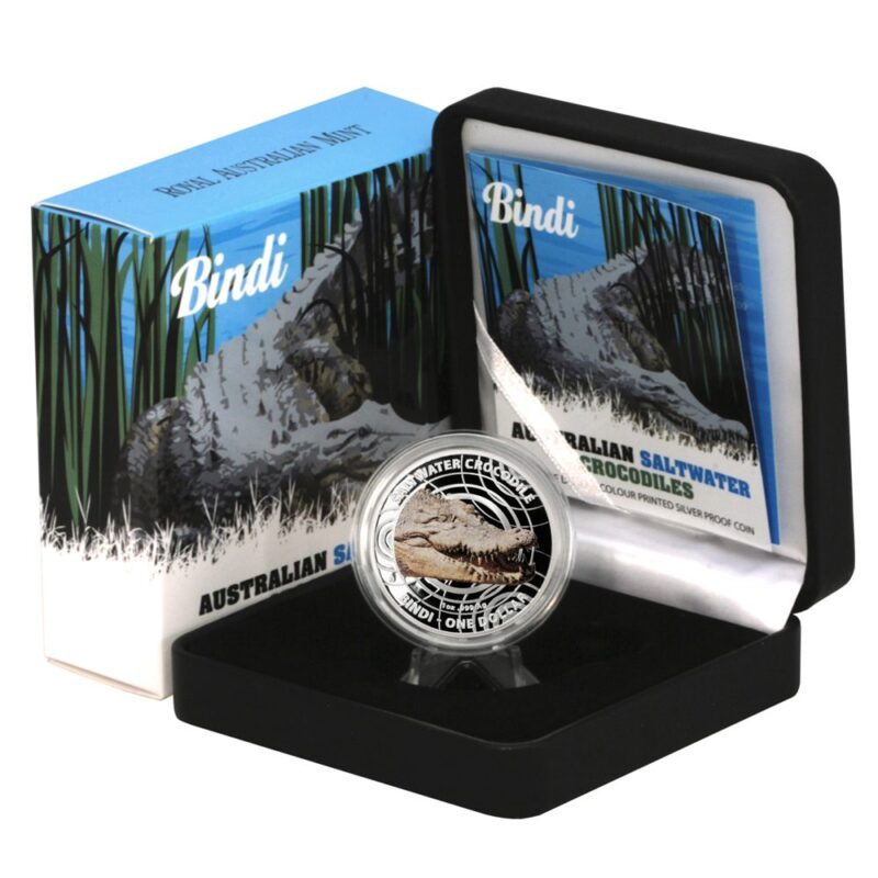 2013 Australia Saltwater Crocodile "Bindi" $1 Proof Silver Coin - Black ...