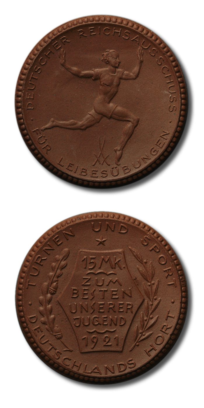 Germany Porcelain Notgeld Dt. Reichsausschuss 15 Mark 1921 Brown Unc ...